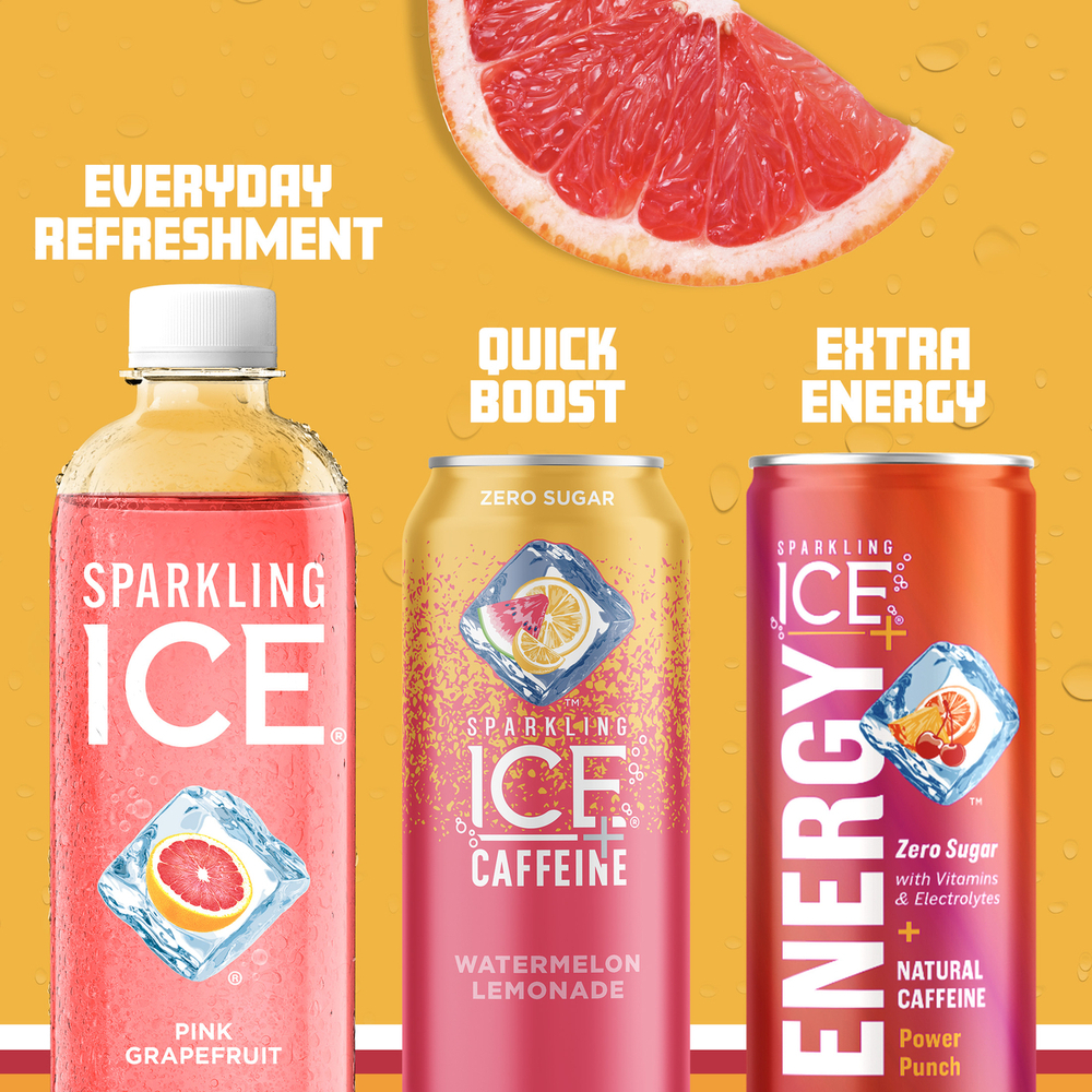 Sparkling Ice Sparkling Water, Zero Sugar, Pink Grapefruit-Front-Right-Elevated