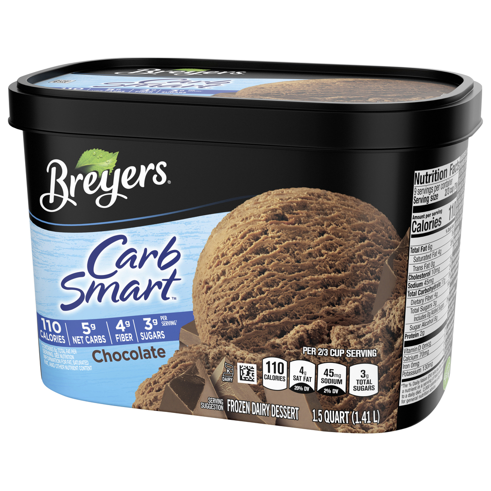 Breyers Carb Smart Frozen Dairy Dessert Chocolate Front Right Elevated