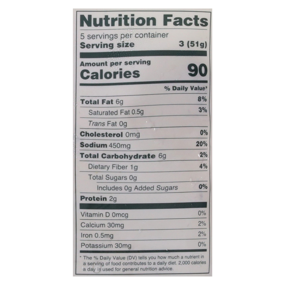 Afia Falafel, Traditional-Nutrition-Facts
