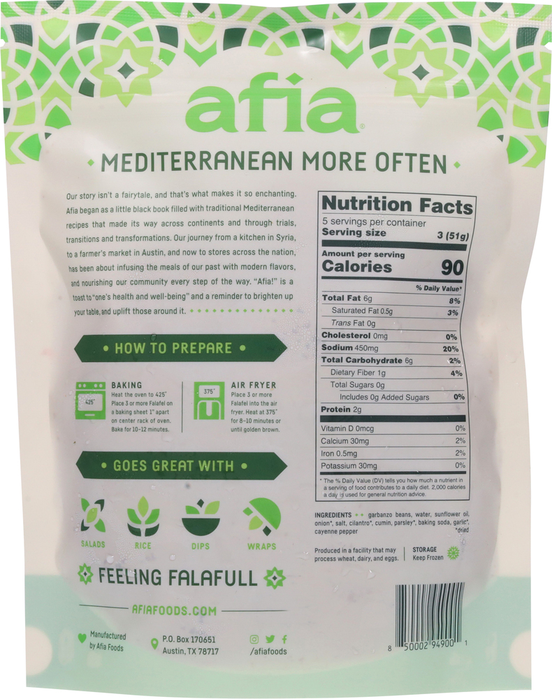 Afia Falafel, Traditional-Planogram-Back