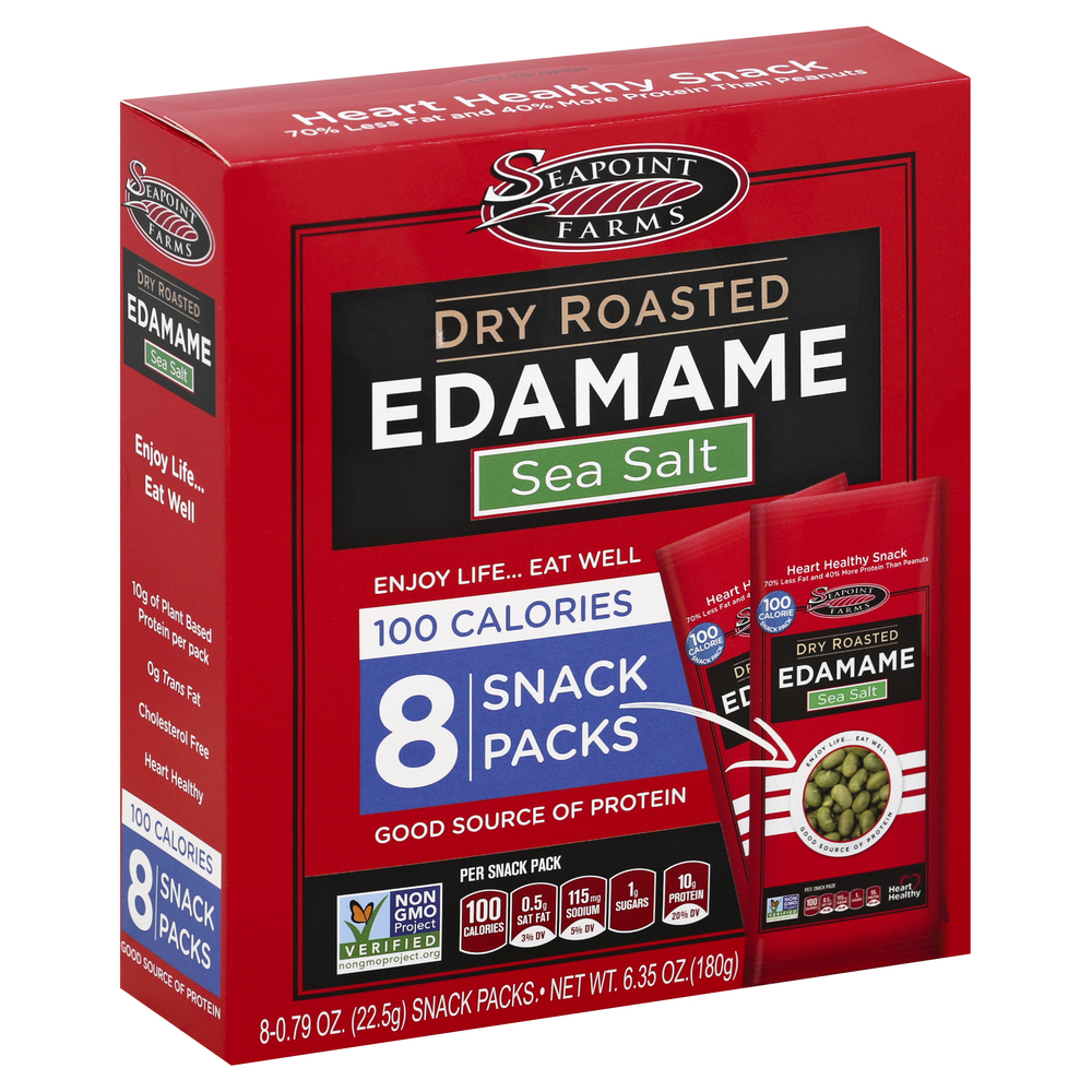 Seapoint Farms Edamame, Sea Salt, Dry Roasted, Snack packs-Main