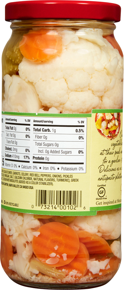 Mezzetta Giardiniera, Italian Mix, Mild-Planogram-Back