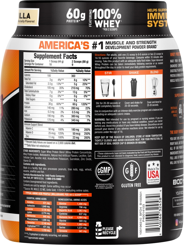 Body Fortress Whey Protein, Vanilla-Planogram-Back