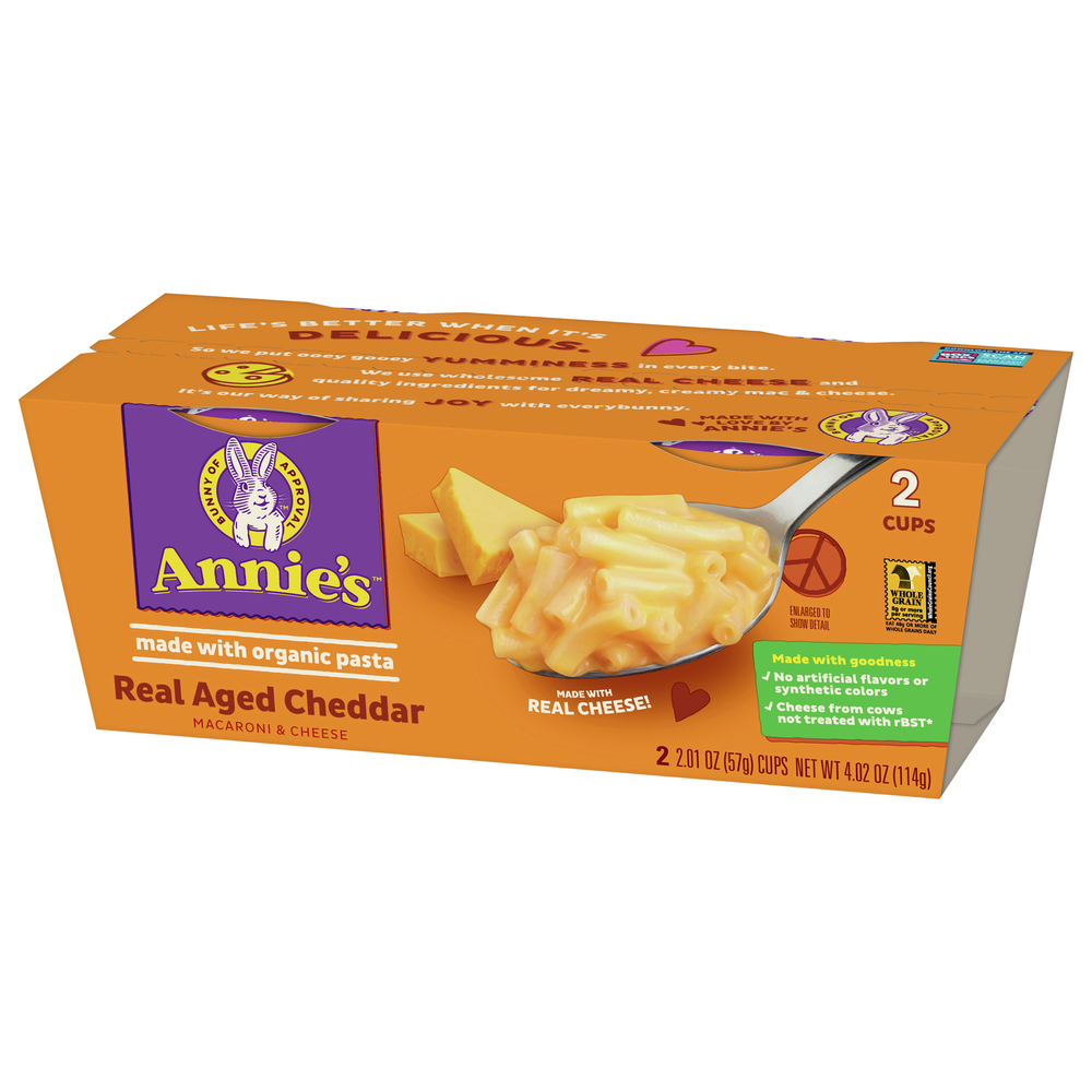 Annie's Macaroni & Cheese, Real Aged Cheddar-Front-Right-Elevated
