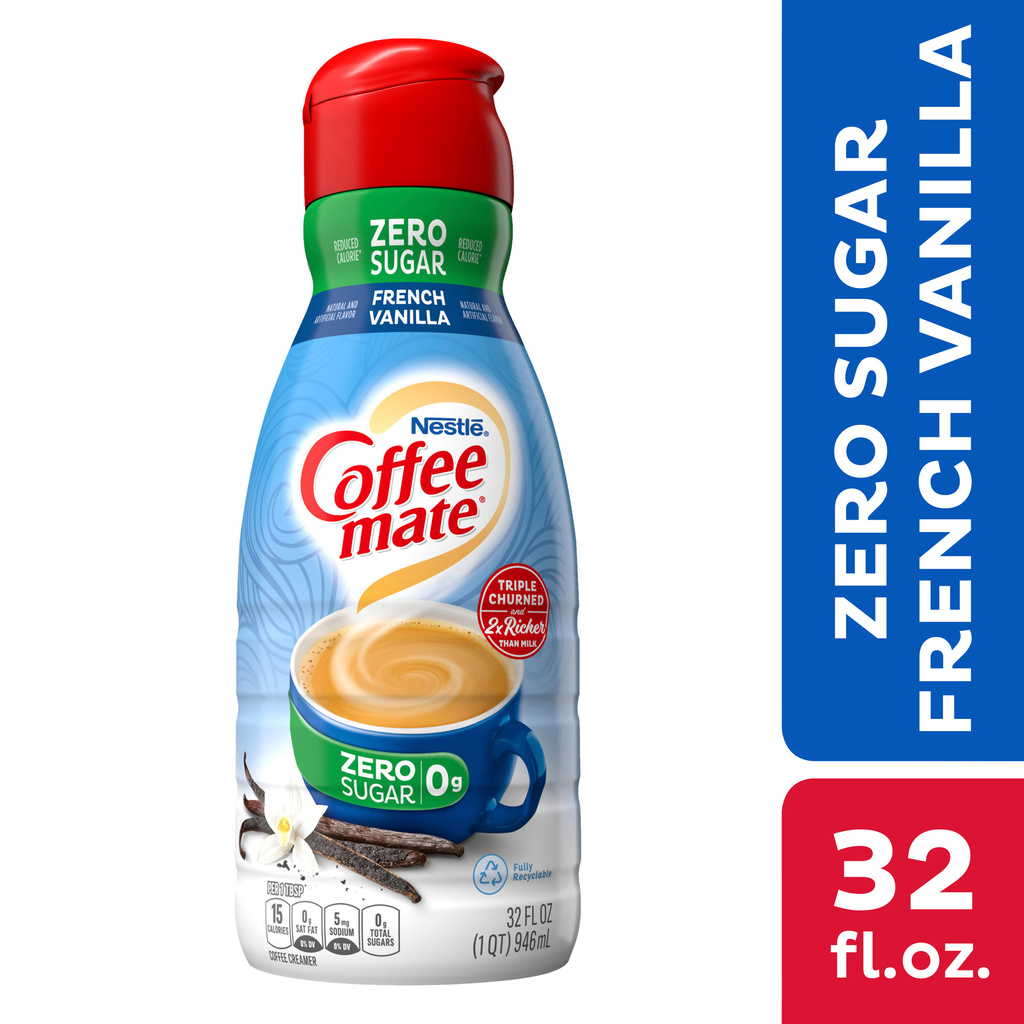 Coffee-Mate Sugar Free French Vanilla Liquid Coffee Creamer 32 fl oz.-Hero