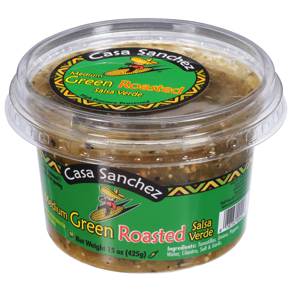 Casa Sanchez Salsa Verde, Medium Green, Roasted-Front-Right-Elevated