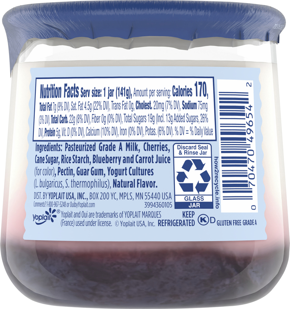 Oui Yogurt, French Style, Whole Milk, Black Cherry-Planogram-Back