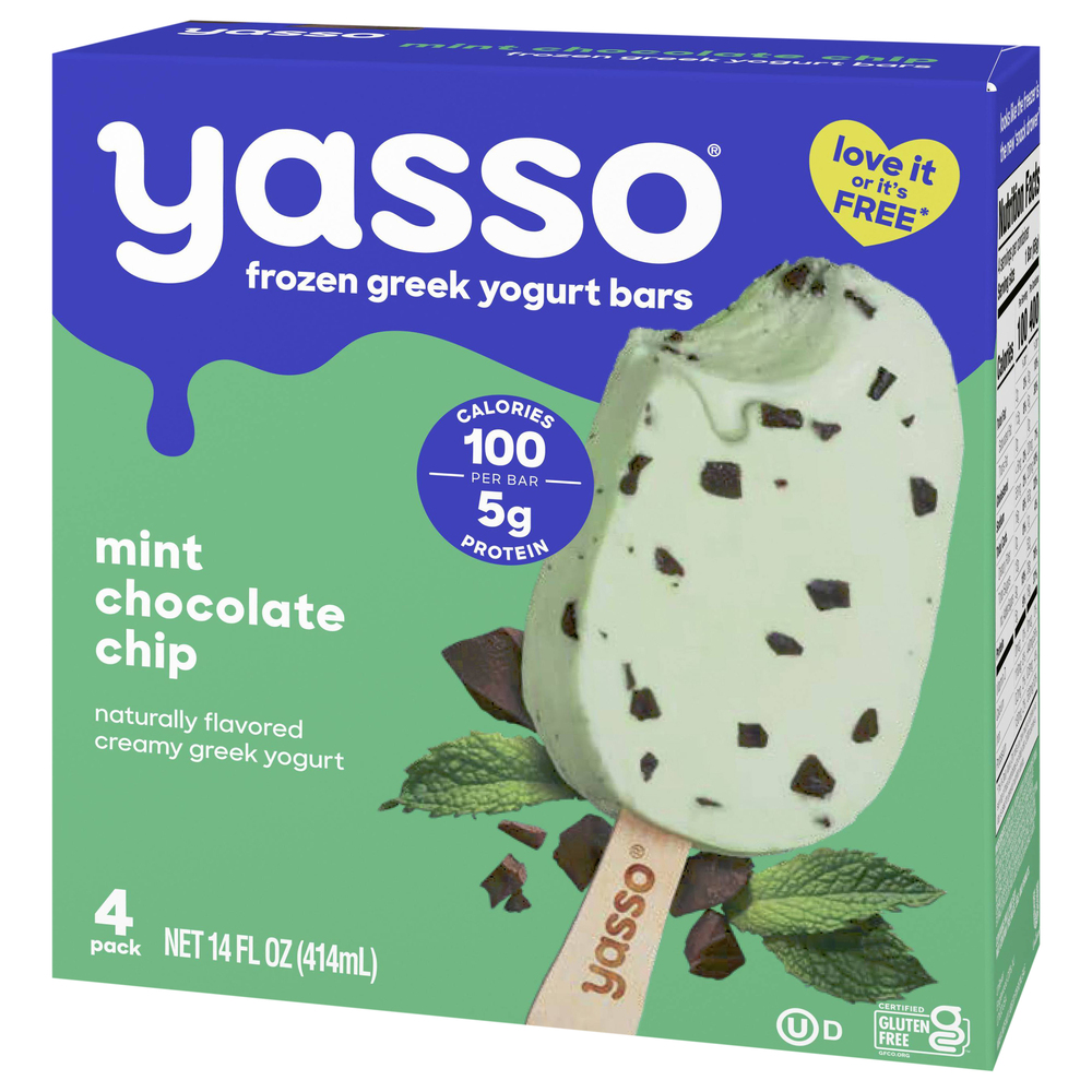 Yasso Yogurt Bars, Mint Chocolate Chip, Greek-Front-Right-Elevated
