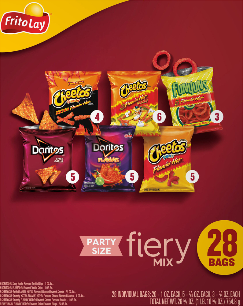 Frito Lay Fiery Mix, Party Size, 28 Bags-Planogram-Back