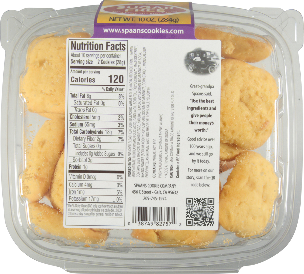 Spaans Cookies, Sugar Free, Lemon Chiffon-Planogram-Back