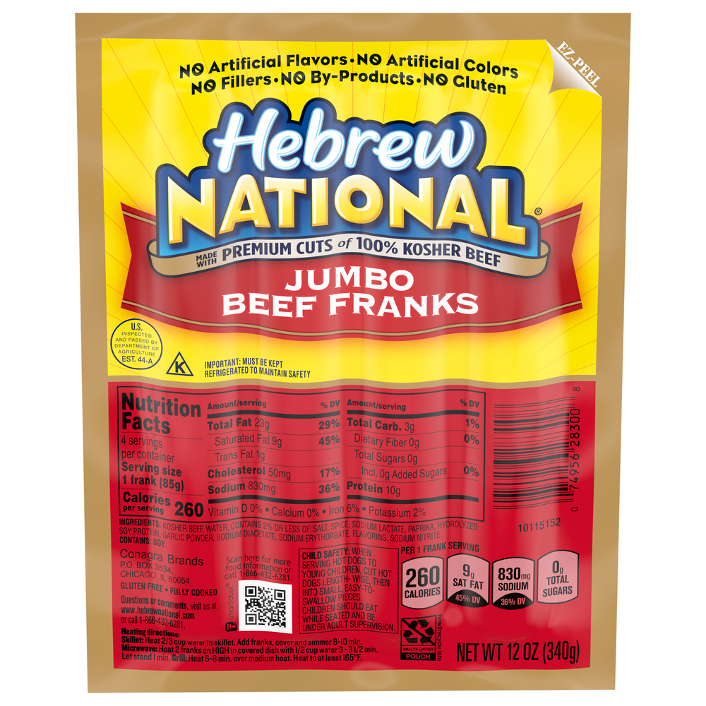 Hebrew National Beef Franks, Jumbo-Hero