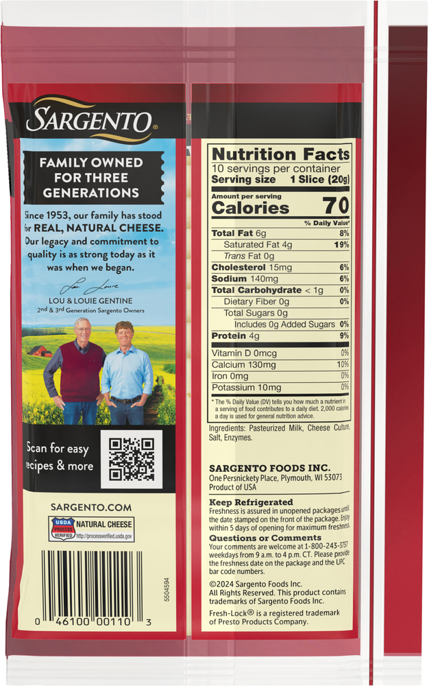 Sargento Sliced Cheese, Natural, Havarti-Planogram-Back