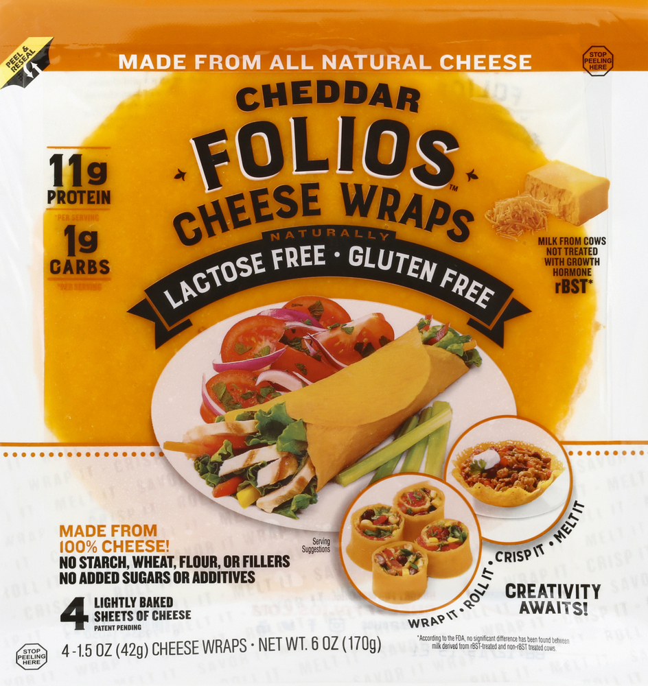 Folios Cheese Wraps, Cheddar-Main