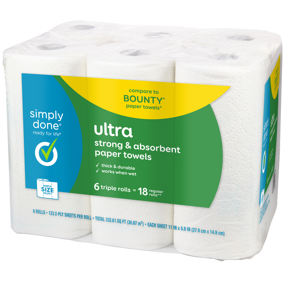 Simply Done Paper Towels, Simple Size Select, Ultra, 2 Ply-Front-Right ...