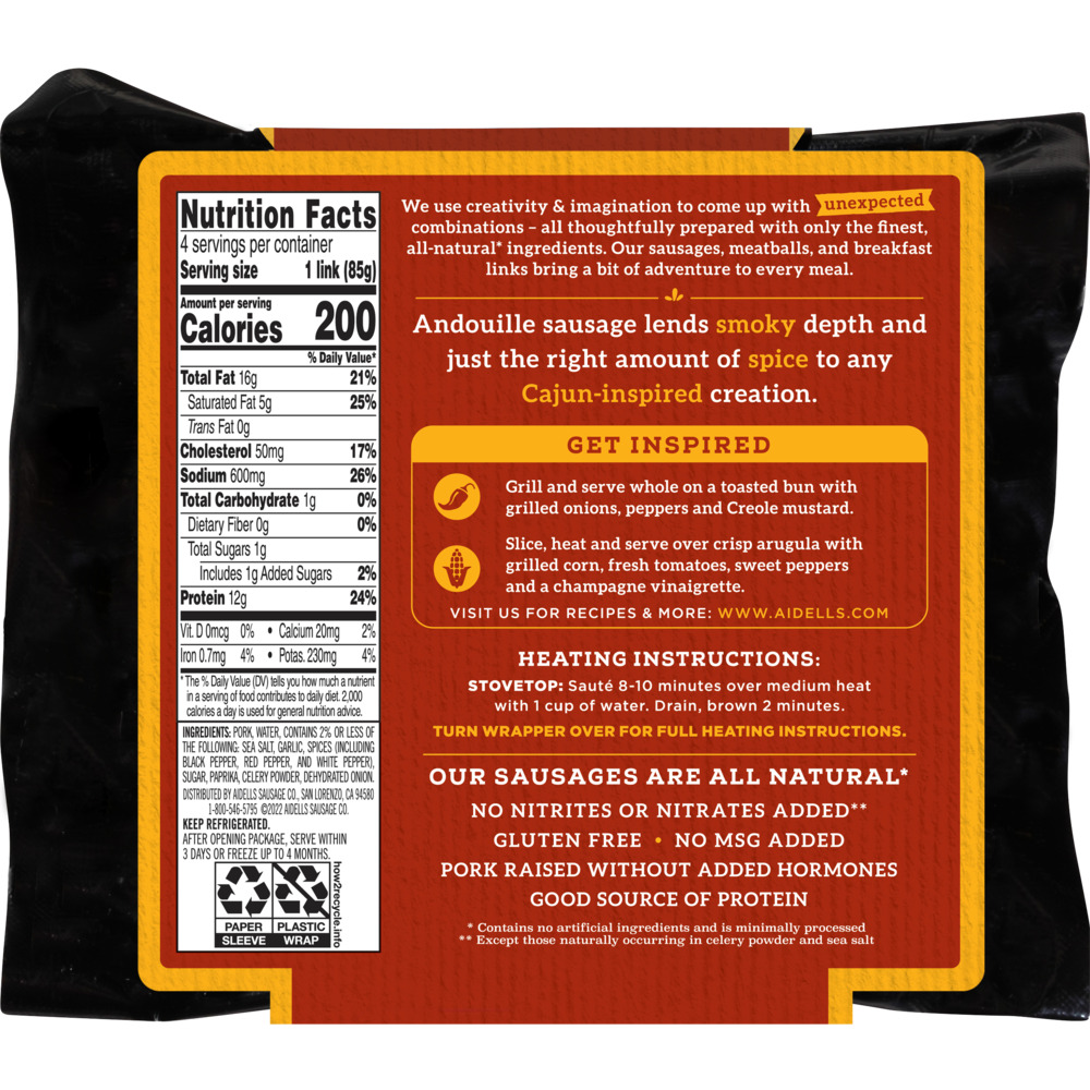 Aidells Aidells Cajun Style Andouille Smoked Pork Sausage Links ...