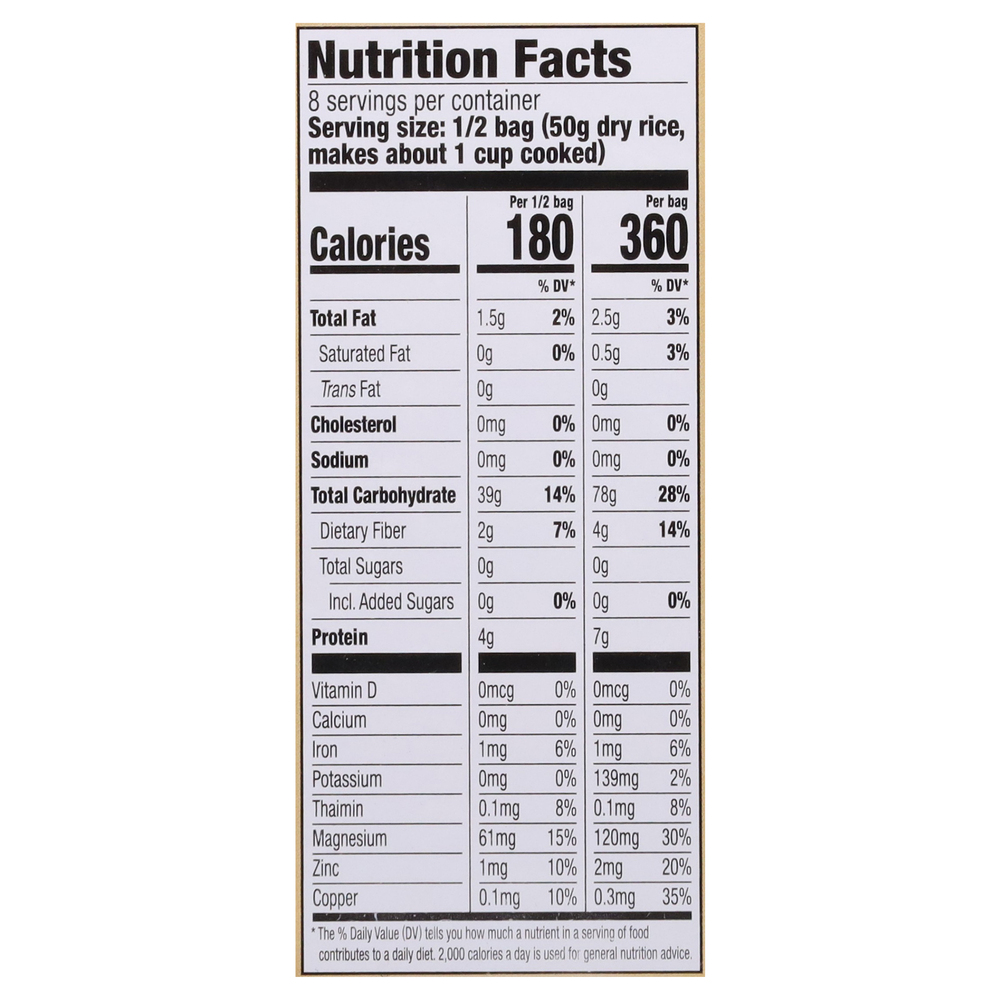 Success Brown Rice, Whole Grain, Boil-in-Bag-Nutrition-Facts