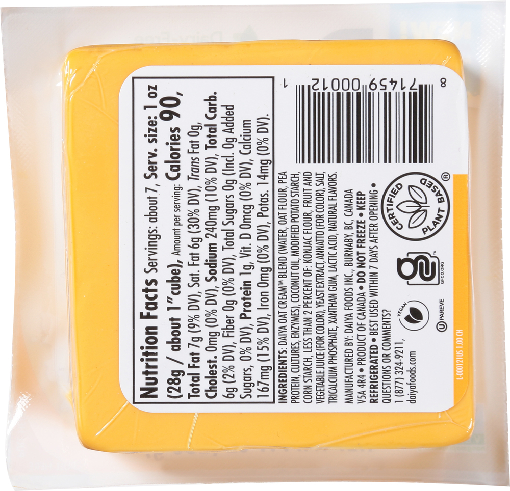 Daiya Cheese, Dairy-Free, Block, Cheddar-Planogram-Back