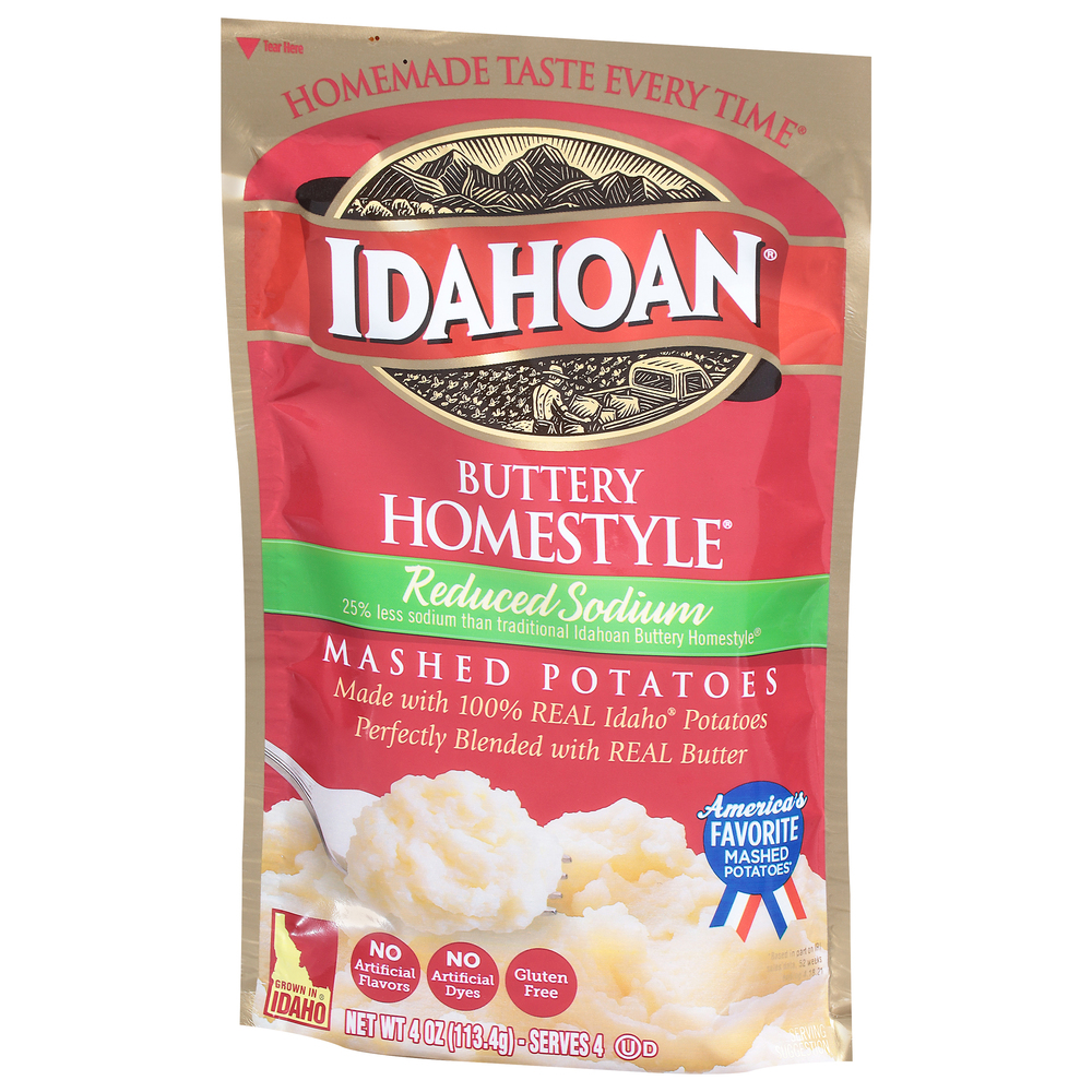 Idahoan Buttery Homestyle Reduced Sodium Mashed Potatoes-Front-Right ...