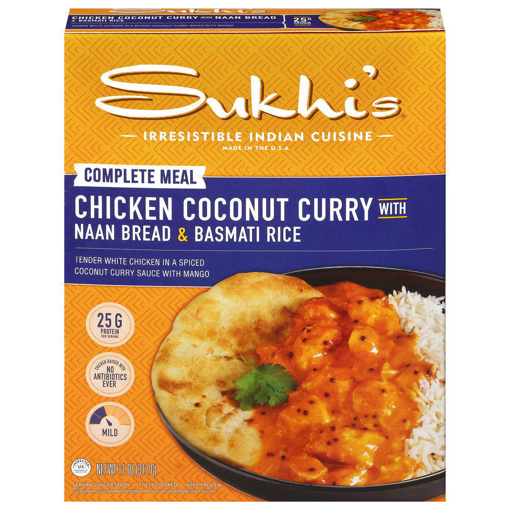 Sukhi's Indian Frozen Meal Chicken Coconut Curry with Naan & Basmati ...