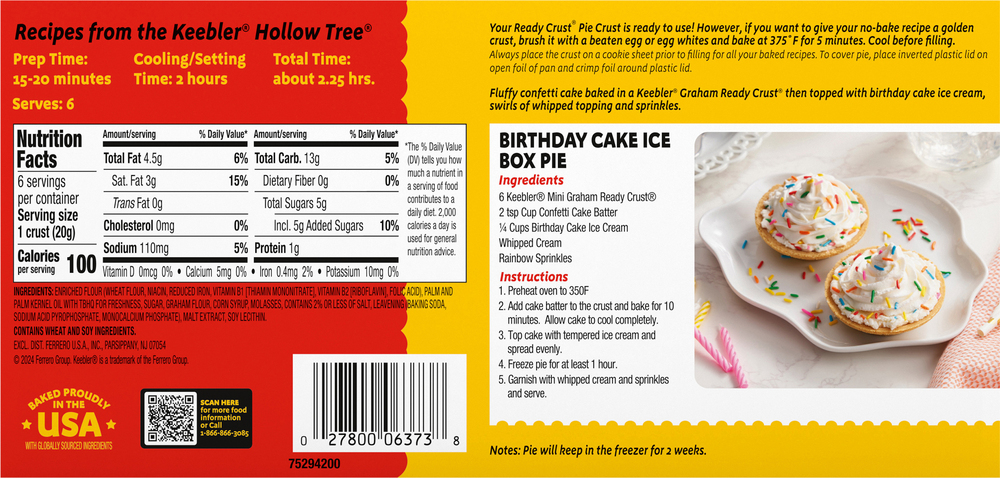 Keebler Ready Crust Pie Crust, Graham, Mini-Planogram-Back