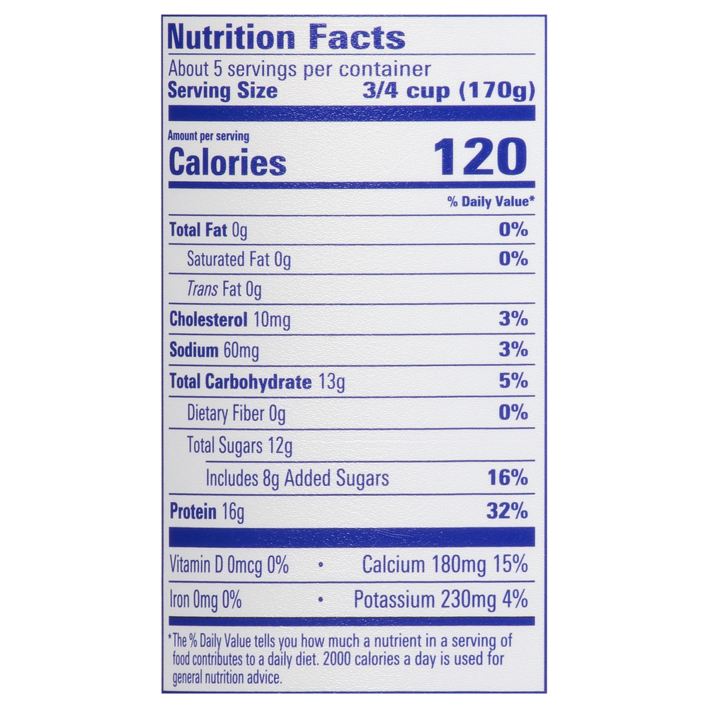 Fage Yogurt, Greek, Nonfat, Vanilla, Strained, Blended-Nutrition-Facts