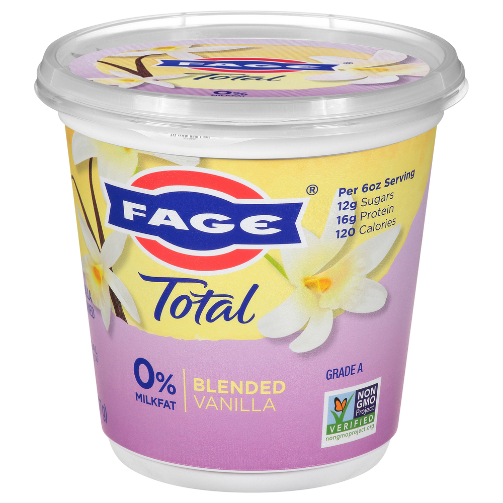 Fage Yogurt, Greek, Nonfat, Vanilla, Strained, Blended-Front-Right-Elevated