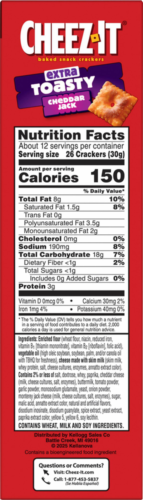 Cheez-It Baked Snack Crackers, Cheddar Jack, Extra Toasty-Planogram-Right