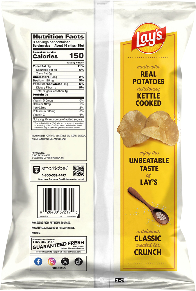Lay's Potato Chips, Kettled Cooked, Original-Planogram-Back