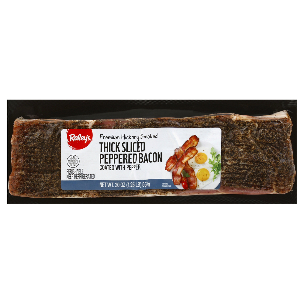 Raley's Premium Hickory Smoked Thick Sliced Bacon Coated with Pepper-Main