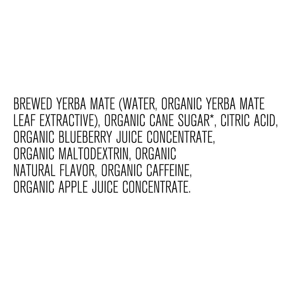 Yachak Energy Drink, Organic, Berry Blue, Yerba Mate-Ingredients