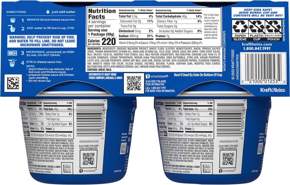 Kraft Mac & Cheese, Original Flavor, 4 Pack-Planogram-Back