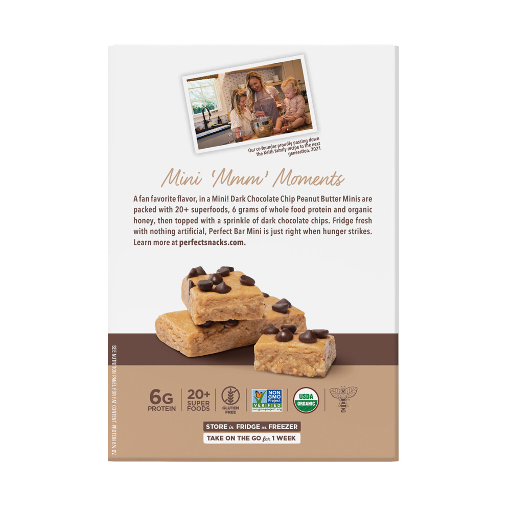 PERFECT BAR Mini Dark Chocolate Chip Peanut Butter Protein Bar, Organic ...