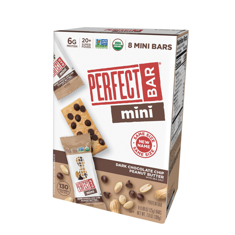PERFECT BAR Mini Dark Chocolate Chip Peanut Butter Protein Bar, Organic ...