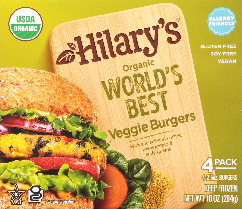 Hilary's Veggie Burgers, Organic, World's Best, 4 Pack-Main