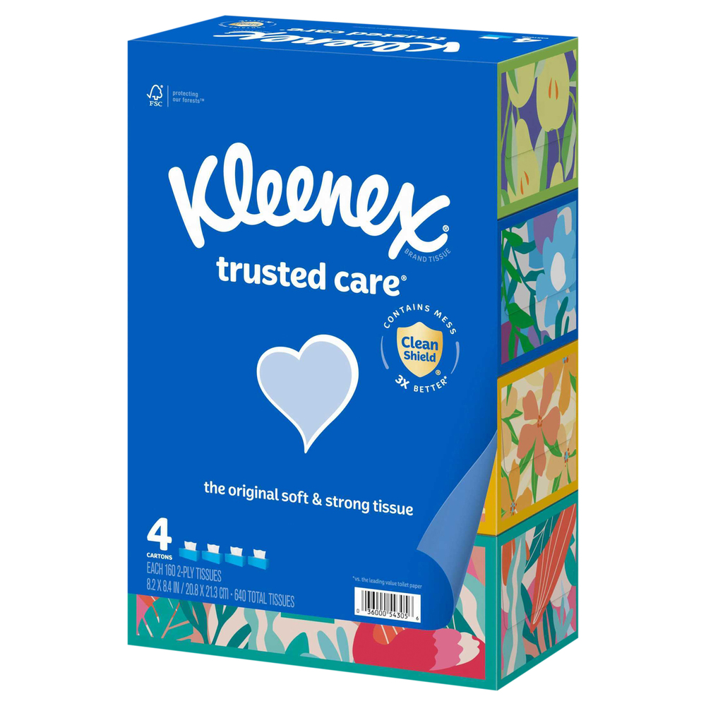 Kleenex Trusted Care Tissues, 2-Ply-Front-Right-Elevated