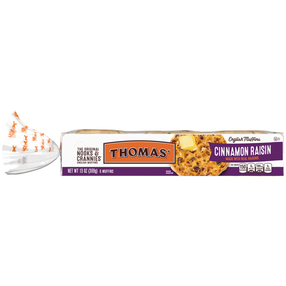 Thomas' Cinnamon Raisin English Muffin, 6 count, 13 oz-Planogram-Left