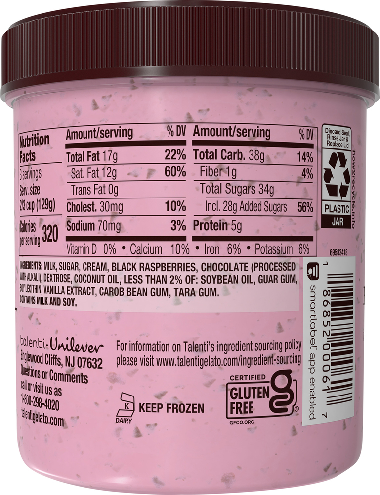 Talenti Gelato, Black Raspberry Chocolate Chip-Planogram-Back