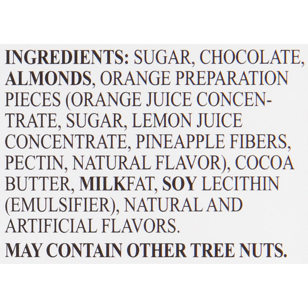 Lindt Excellence Dark Chocolate, Intense Orange-Ingredients