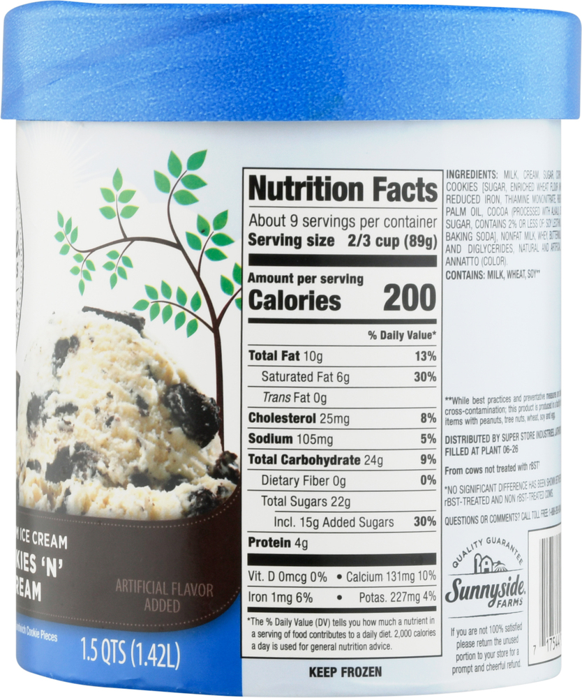 Sunnyside Farms Ice Cream, Premium, Cookies N Cream-Planogram-Right