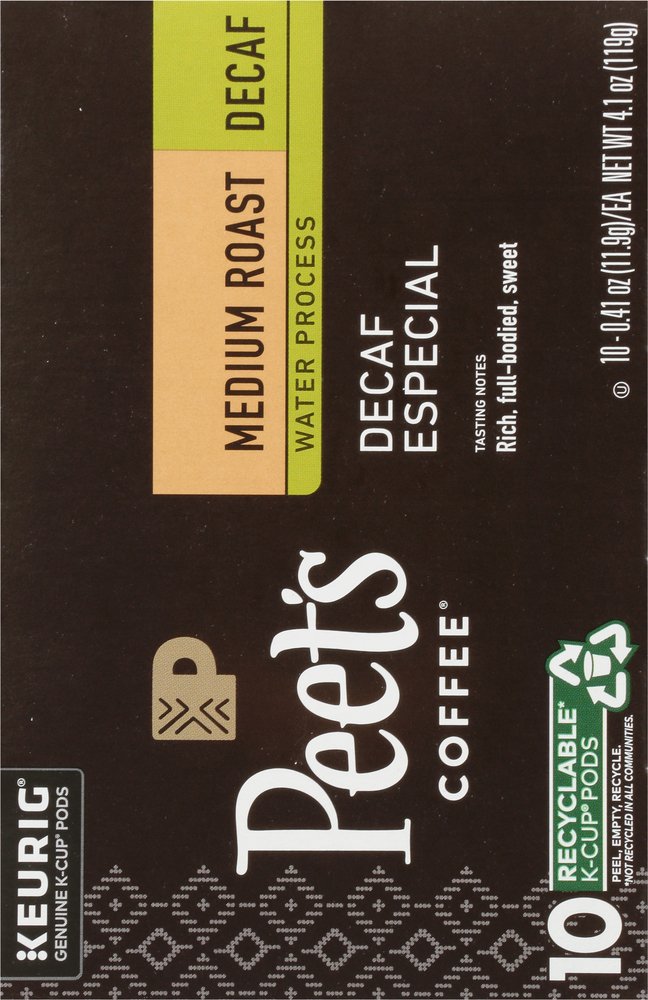 Peet's Coffee Decaffeinated Especial Dark Roast K-Cup Coffee Pods - 10ct Carton-Planogram-Right