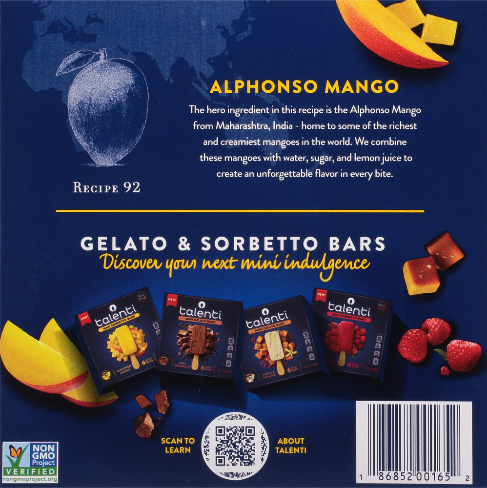 Talenti Sorbetto Bars, Alphonso Mango, Mini-Planogram-Back