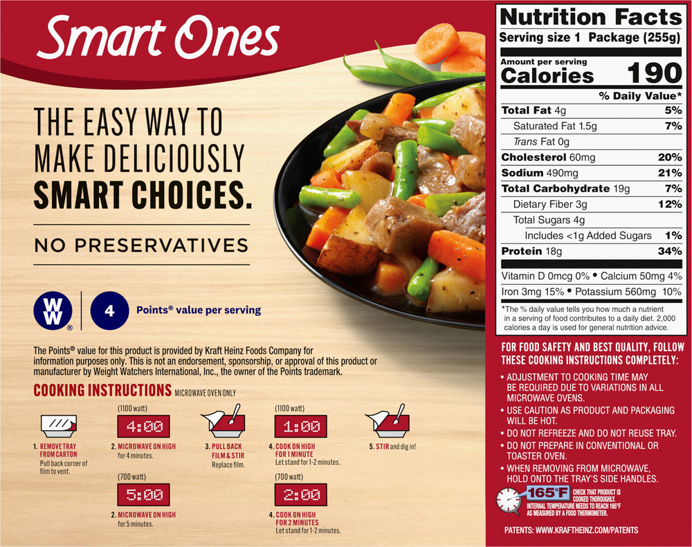 Smart Ones Beef Pot Roast, Homestyle-Planogram-Back