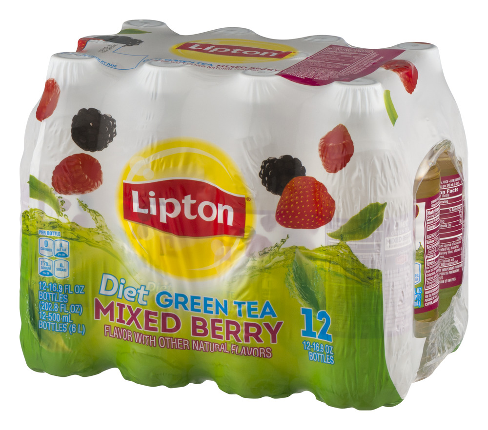 Lipton Diet Green Tea Iced Tea, Mixed Berry-Front-Right-Elevated