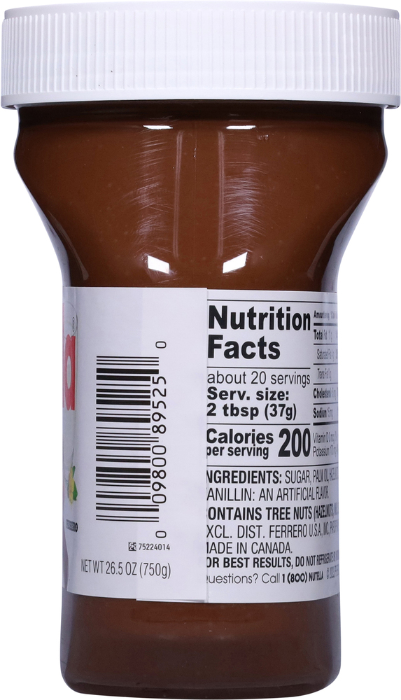 nutella label size