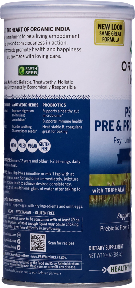 Organic India Psyllium Pre & Probiotic Fiber, Original-Planogram-Left