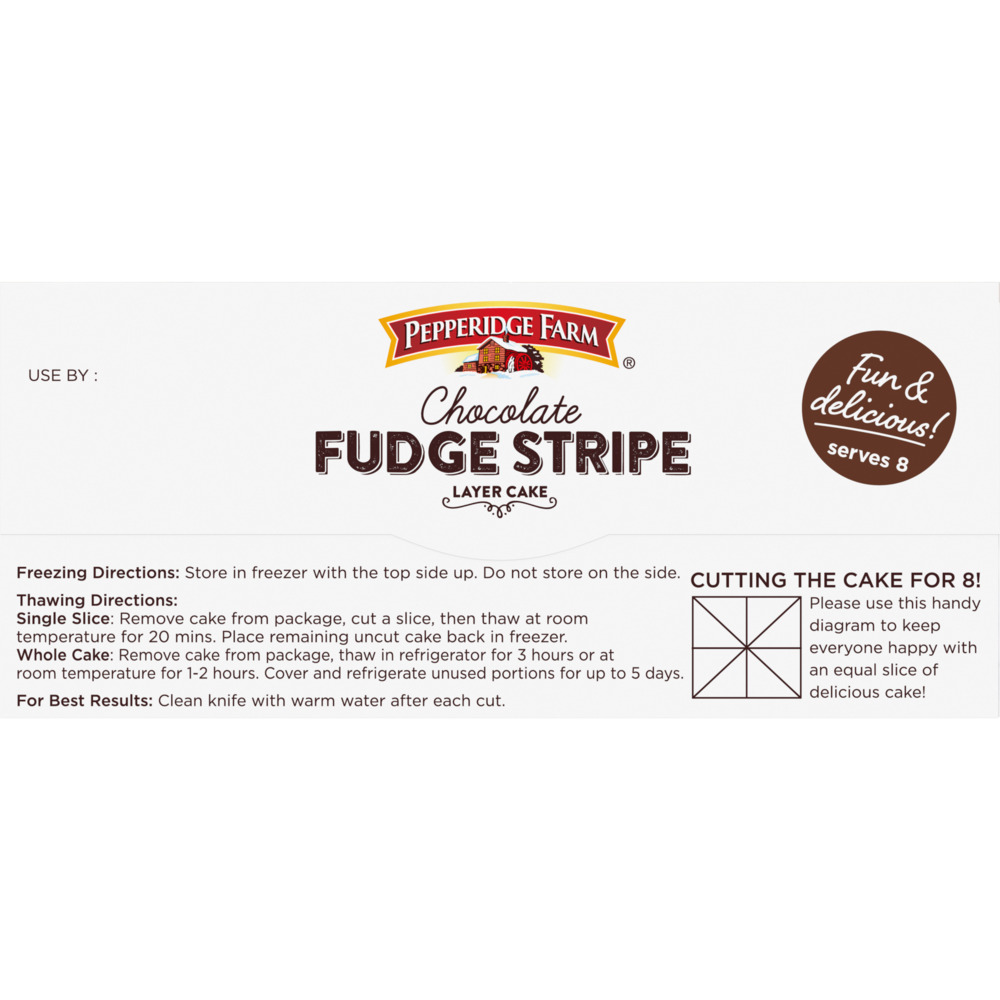 Pepperidge Farm® Snowball Frozen Chocolate Fudge Stripe Layer Cake ...