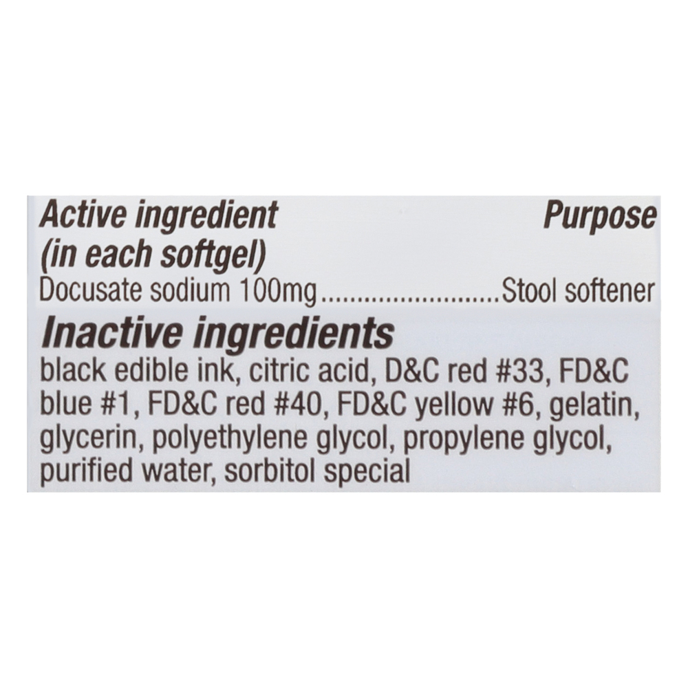 TopCare Health Stool Softener, 100 mg, Softgels-Ingredients