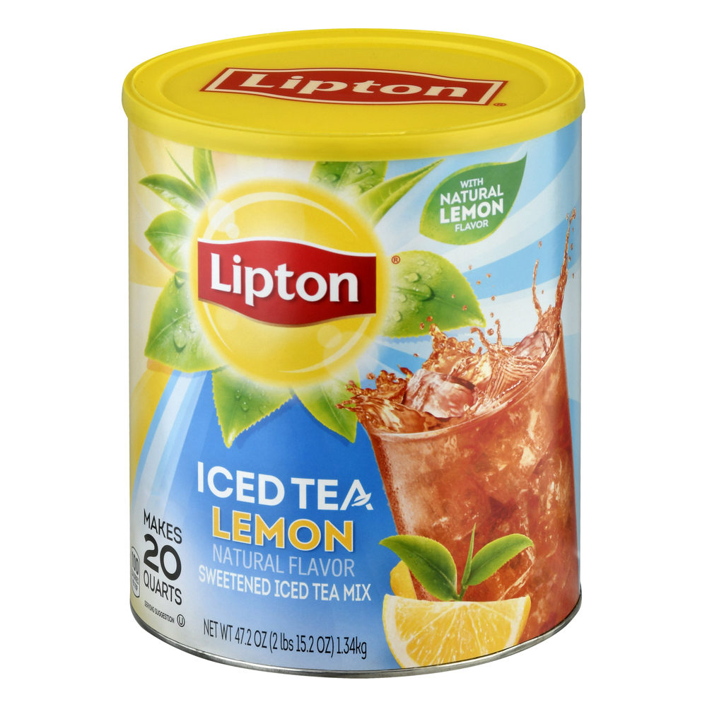 Lipton Iced Tea Mix, Sweetened, Lemon-Front-Right-Elevated