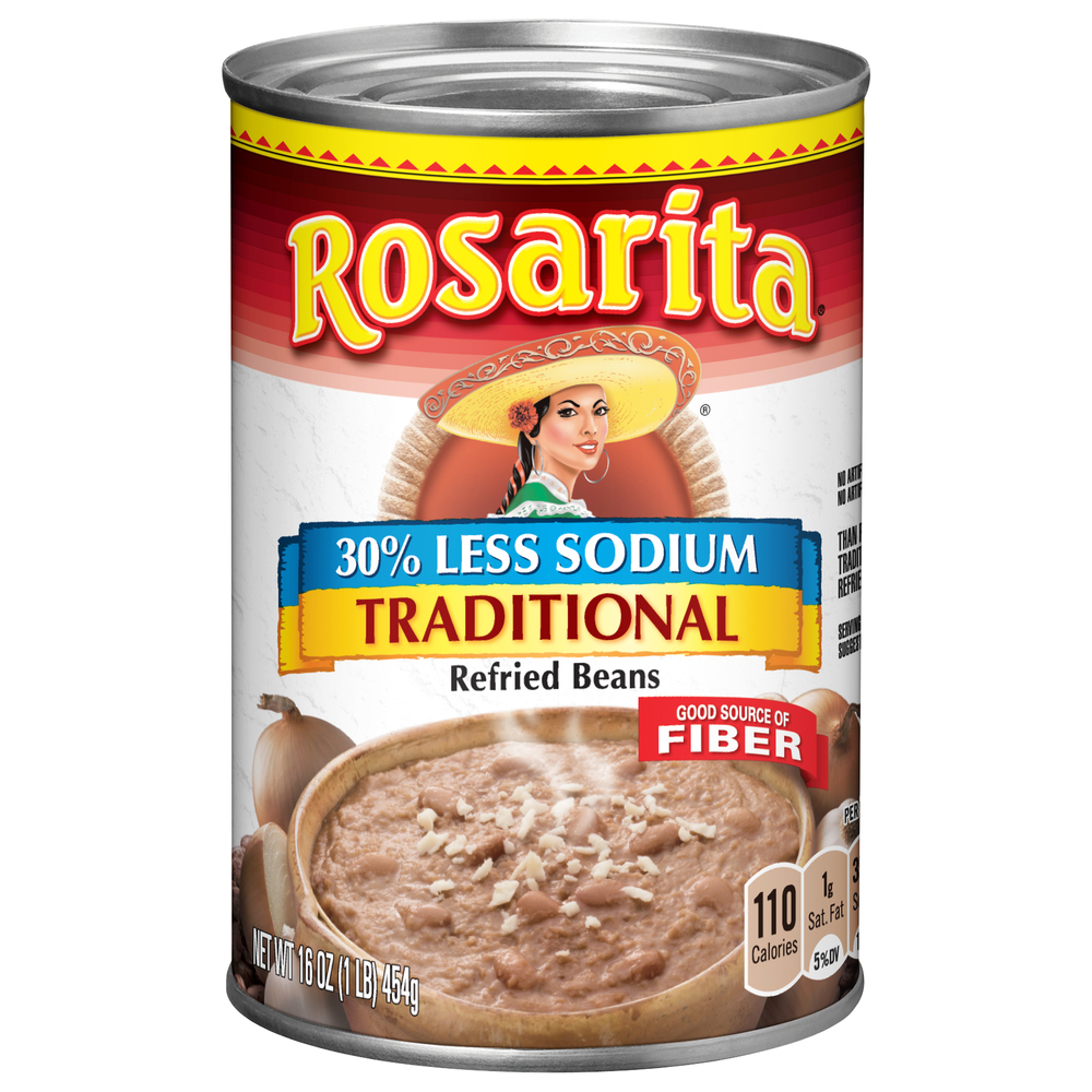 Rosarita Refried Beans, 30% Less Sodium, Traditional-Main