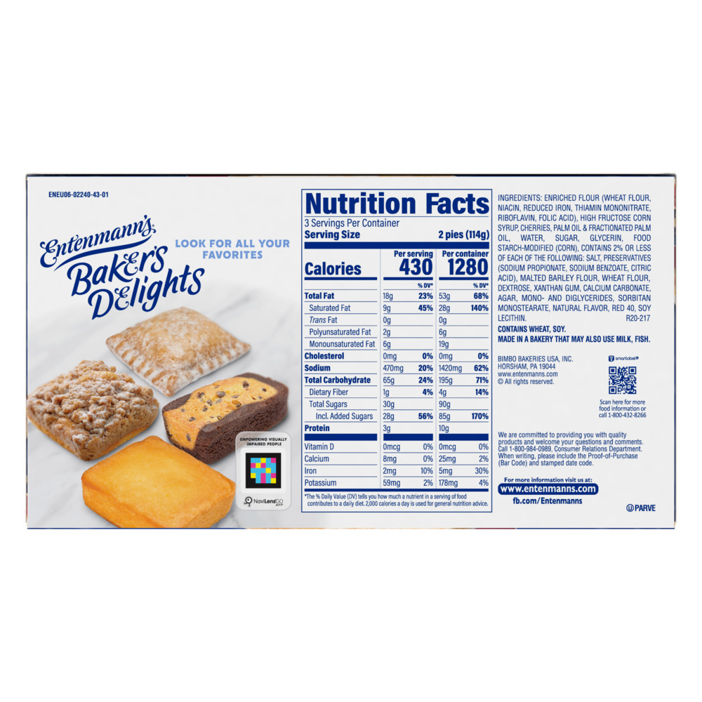 Entenmann's Baker's Delights Cherry Mini Snack Pies, 6 packs, 12 oz ...